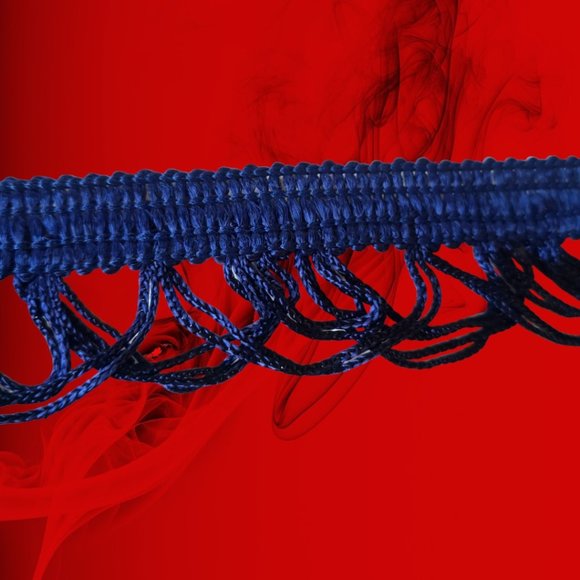 Vintage | Office | Drk Blue Scalloped Loop Fringe Trim 25 Inch Wide ...